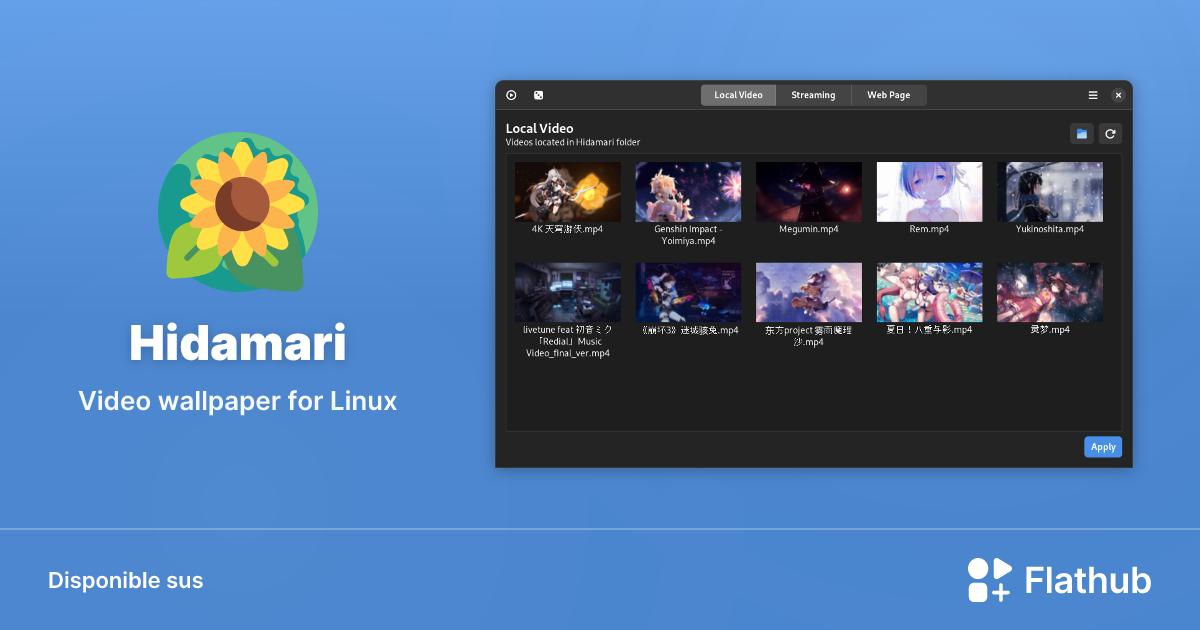 Installar Hidamari sus Linux | Flathub
