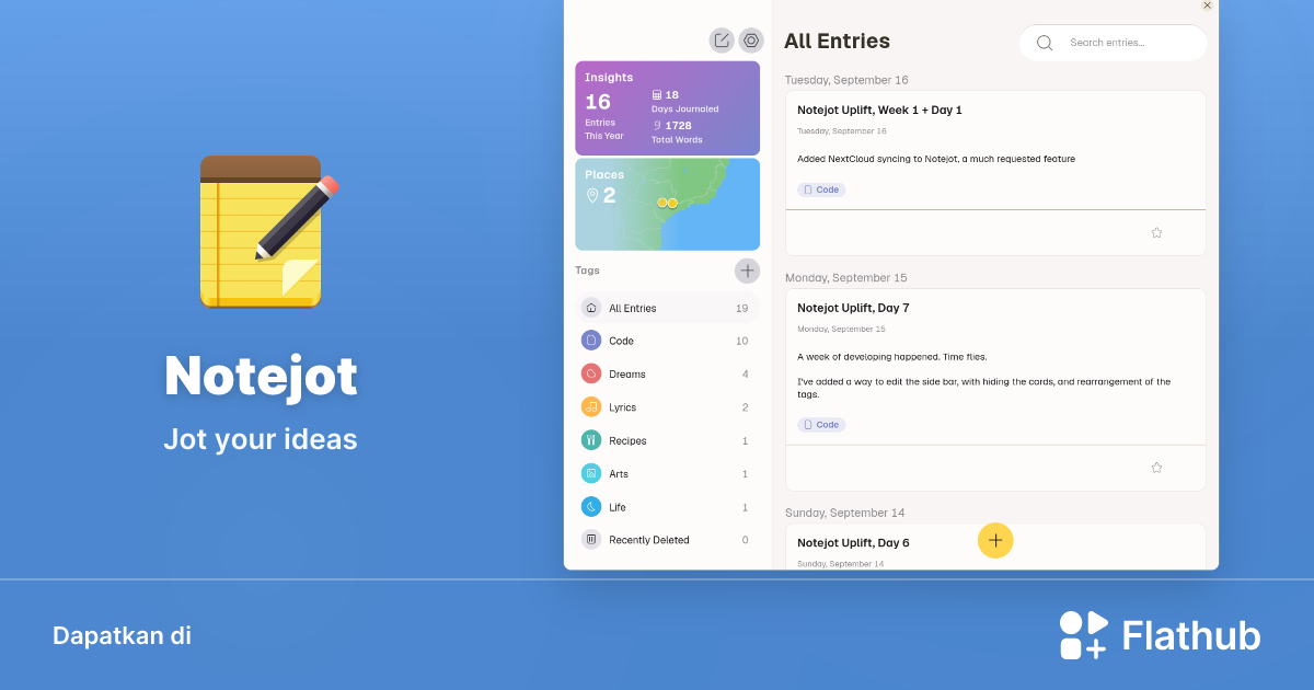 Menginstal Notejot di Linux | Flathub