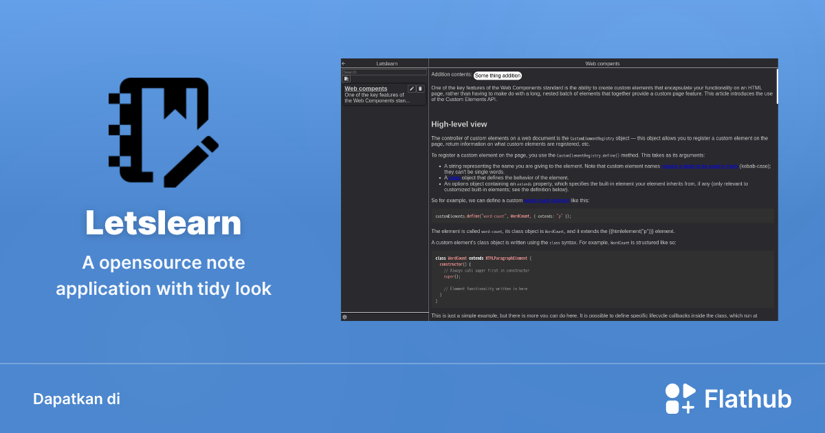 Menginstal Letslearn di Linux | Flathub