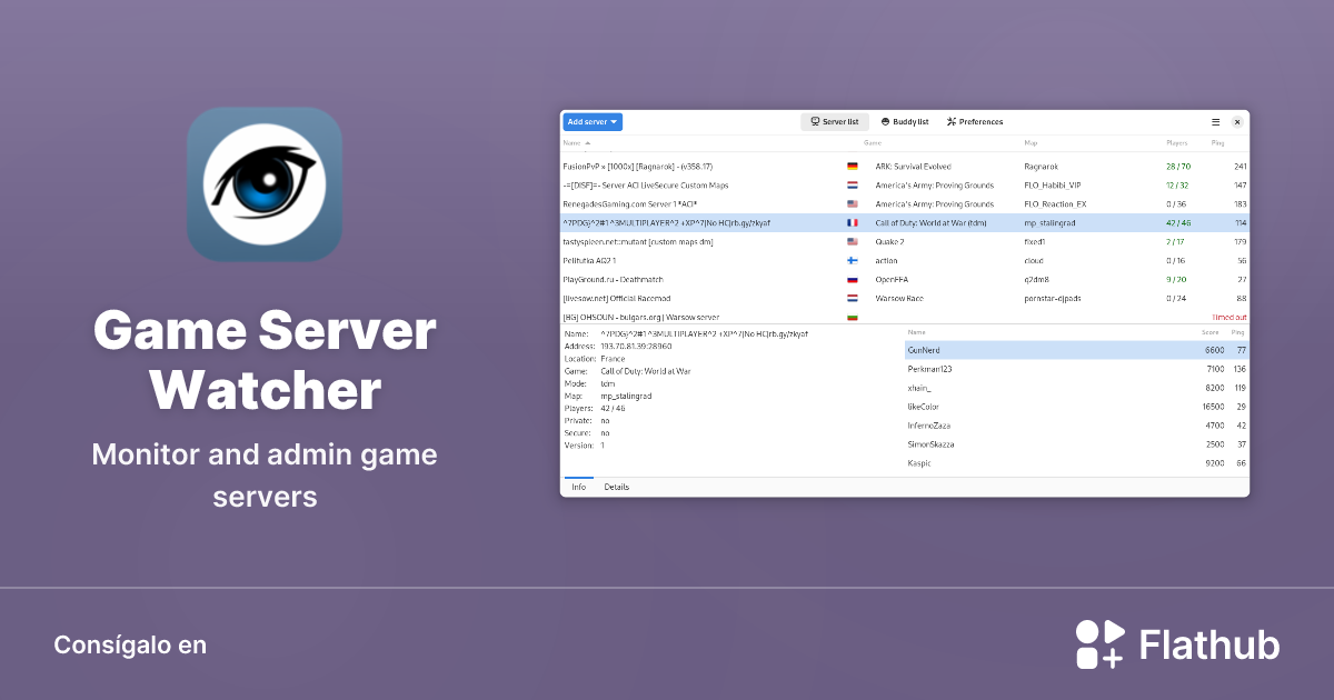 Instalar Game Server Watcher en Linux | Flathub