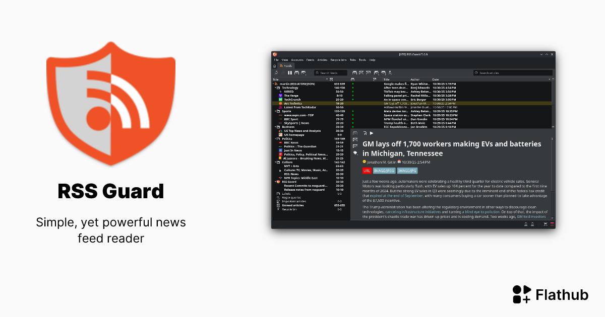 在 Linux 上安装 RSS Guard | Flathub