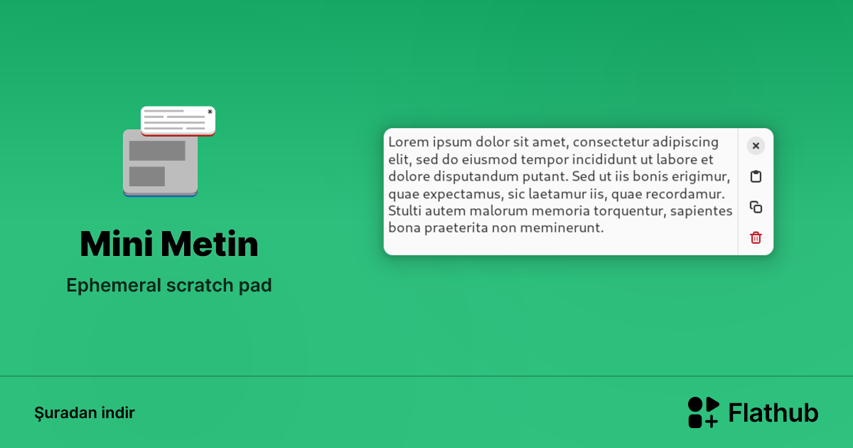 Mini Metin uygulamasını Linux'ta kur | Flathub