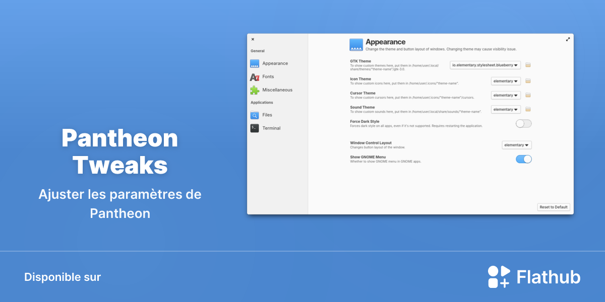 Installer Pantheon Tweaks sur Linux | Flathub