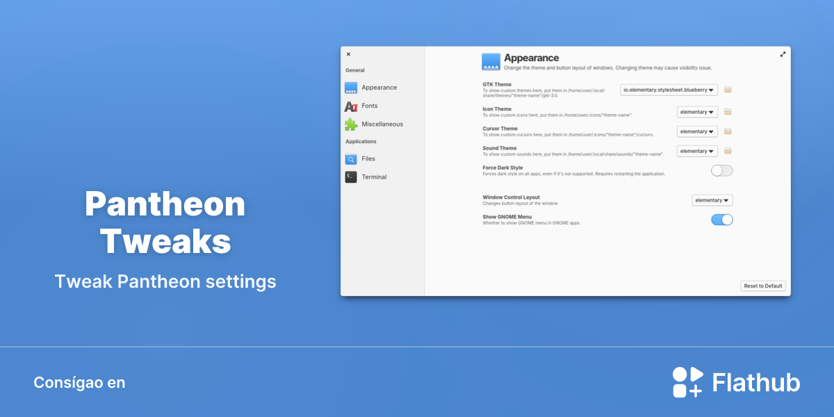 Instalar Pantheon Tweaks en Linux | Flathub