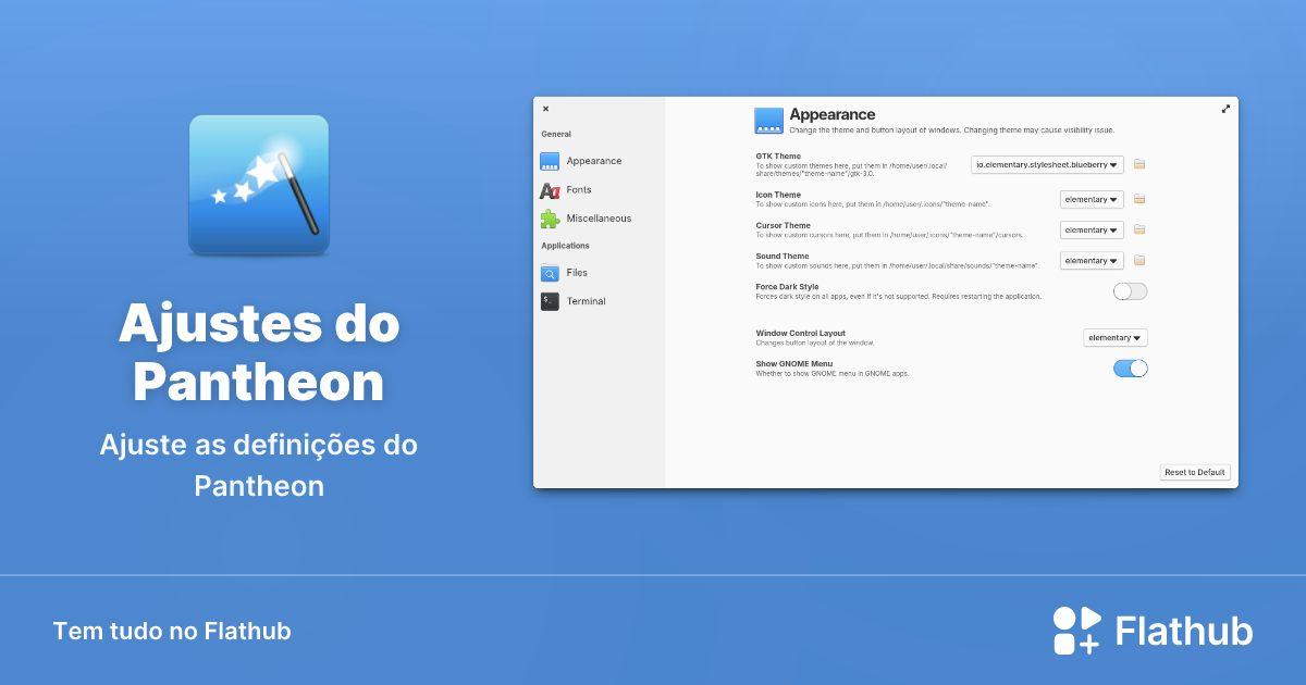 Instalar Ajustes do Pantheon no Linux | Flathub