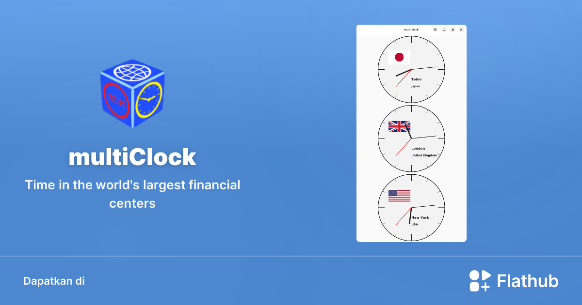 Menginstal multiClock di Linux | Flathub
