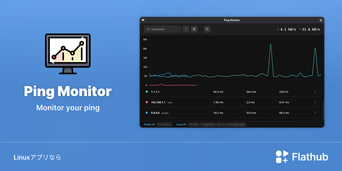 Ping MonitorをLinuxにインストール | Flathub
