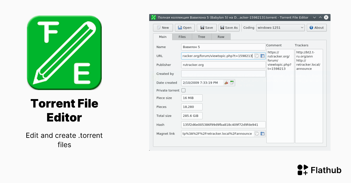 Asebded n Torrent File Editor ɣef Linux | Flathub