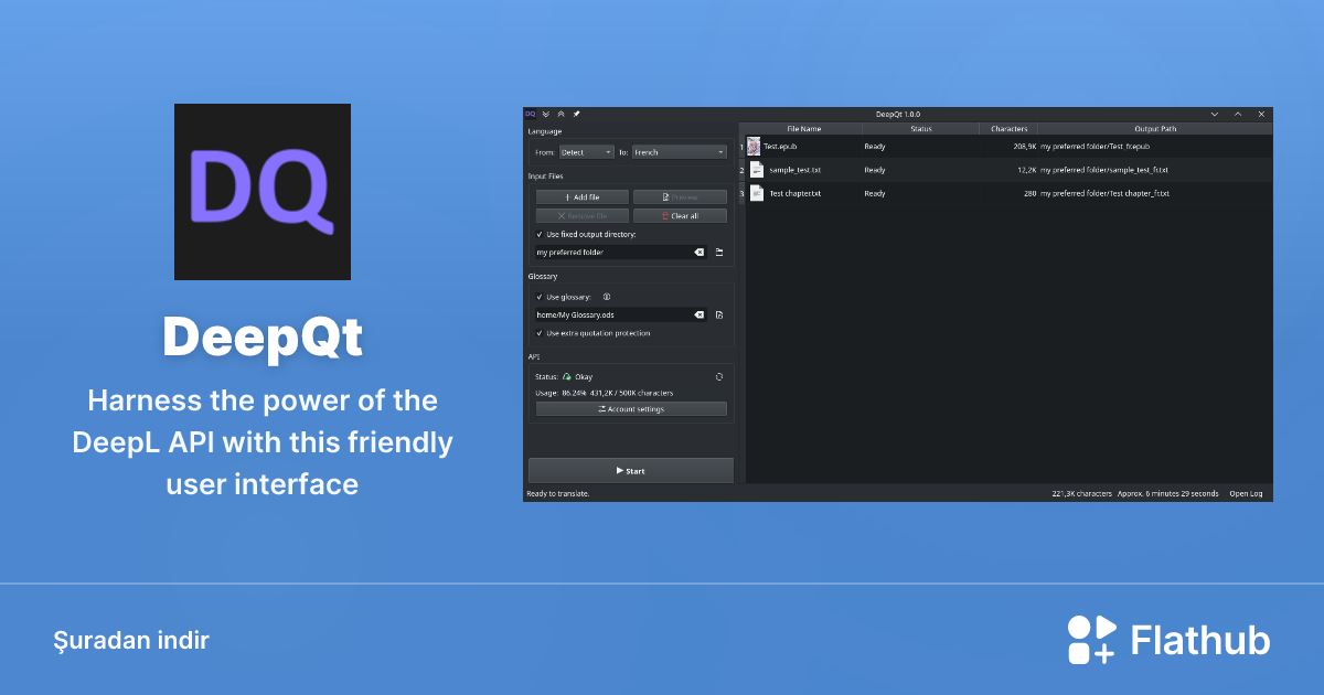 DeepQt uygulamasını Linux'ta kur | Flathub
