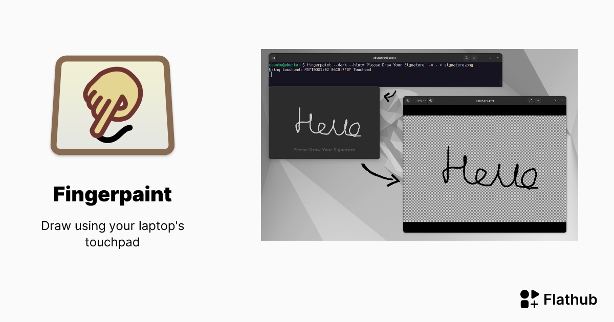 Sbedd Fingerpaint deg Linux | Flathub