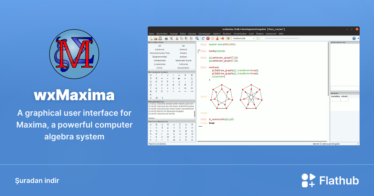 wxMaxima uygulamasını Linux'ta kur | Flathub