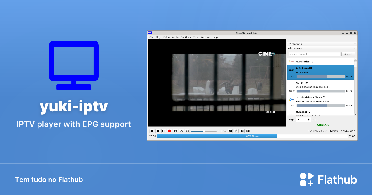 Instalar yuki-iptv no Linux | Flathub
