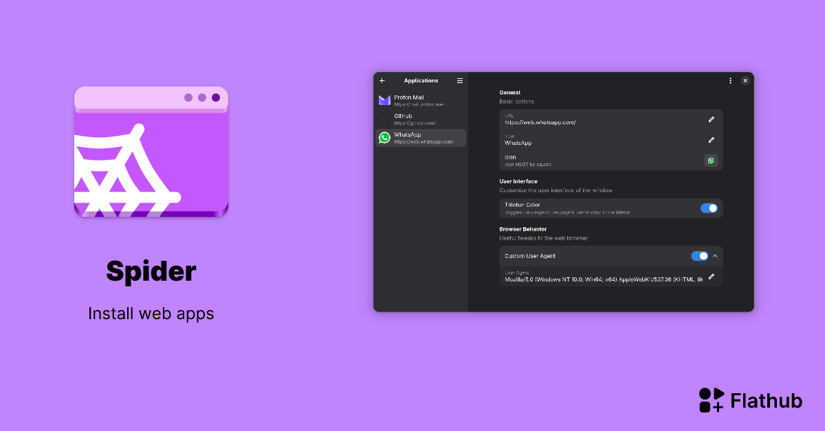 Spider uygulamasını Linux'ta kur | Flathub