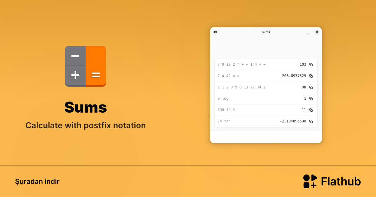 Sums uygulamasını Linux'ta kur | Flathub