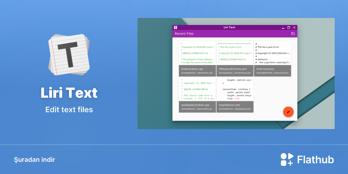 Liri Text uygulamasını Linux'ta kur | Flathub