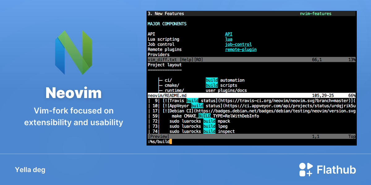 Asebded n Neovim ɣef Linux | Flathub