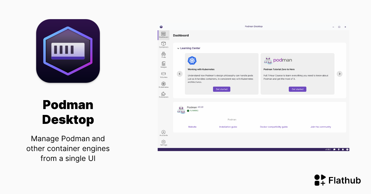 在 Linux 上安装 Podman Desktop | Flathub