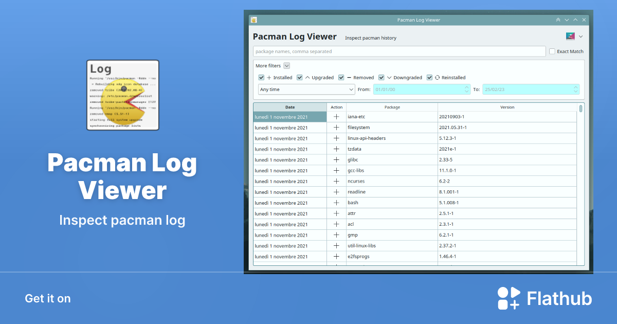 Install Pacman Log Viewer on Linux | Flathub