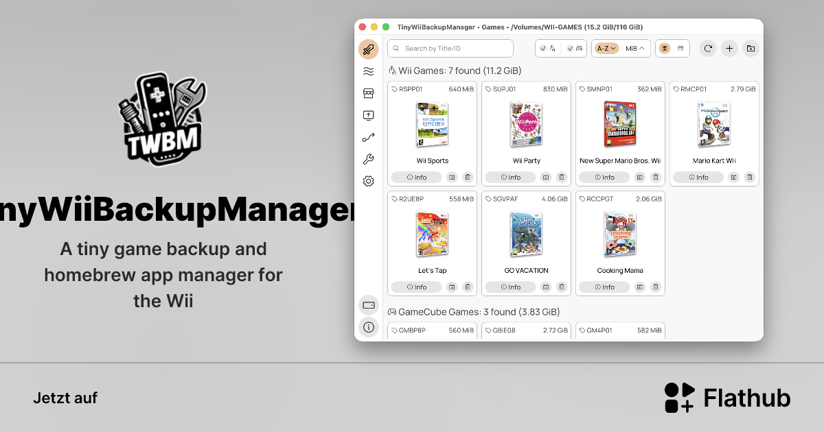 TinyWiiBackupManager auf Linux installieren | Flathub