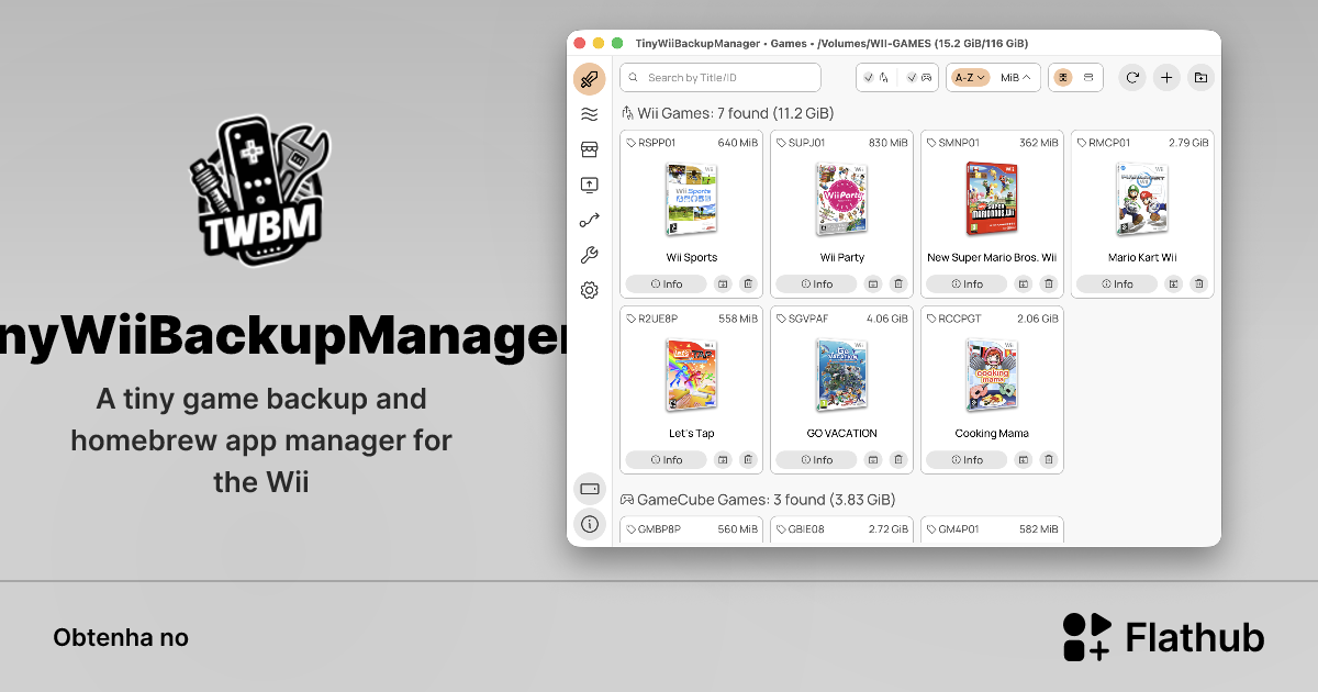 Instalar TinyWiiBackupManager no Linux | Flathub