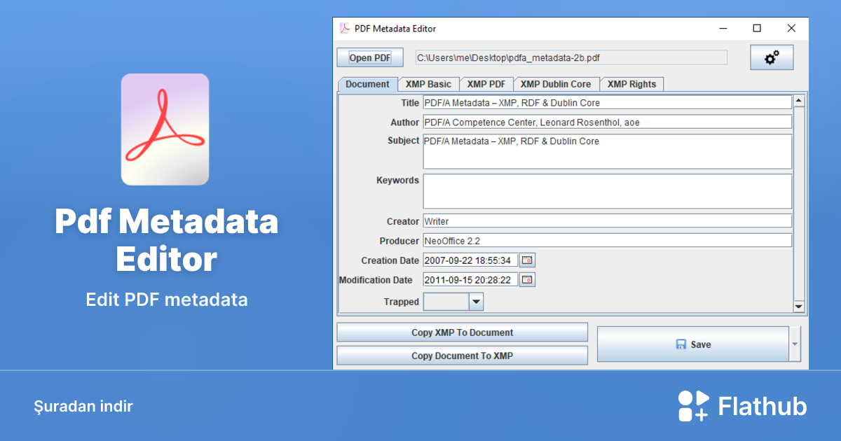 Pdf Metadata Editor uygulamasını Linux'ta kur | Flathub