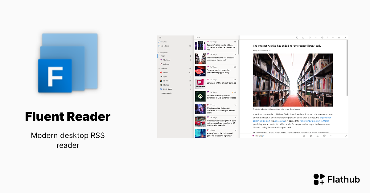 Установить «Fluent Reader» на Linux | Flathub