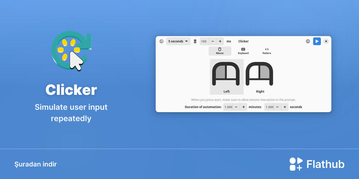 Clicker uygulamasını Linux'ta kur | Flathub