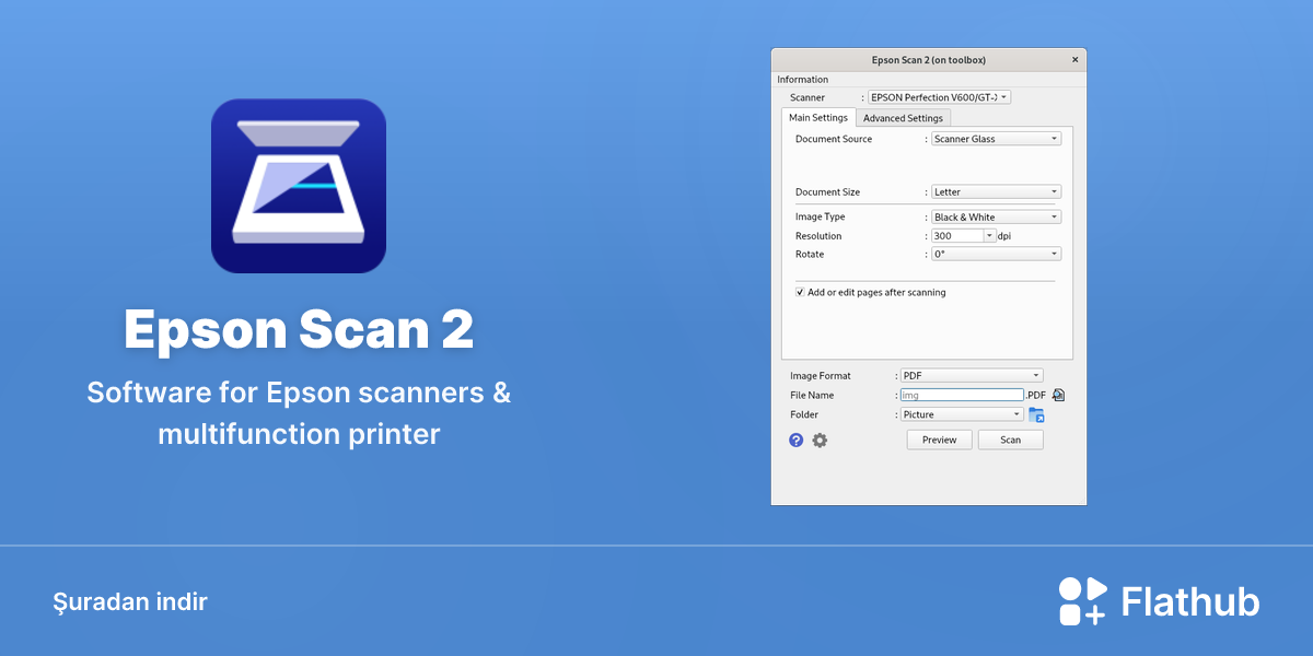 Epson Scan 2 uygulamasını Linux'ta kur | Flathub