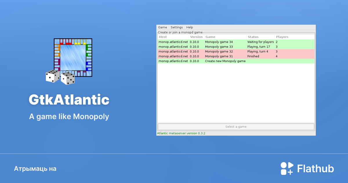 Усталяваць GtkAtlantic на Linux | Flathub