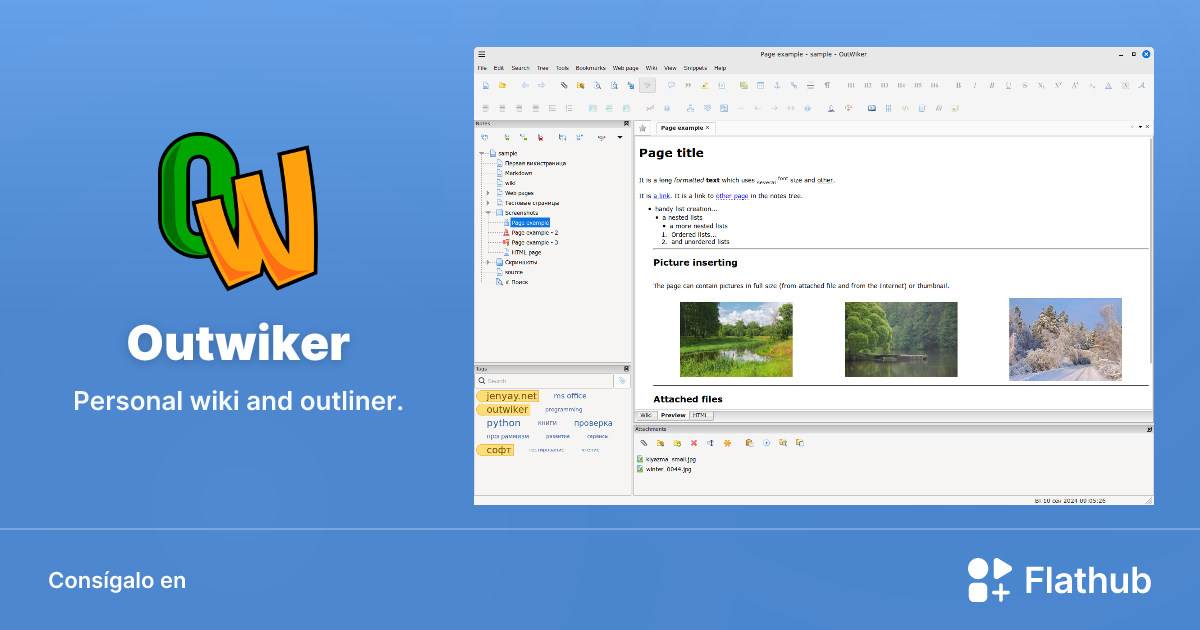 Instalar Outwiker en Linux | Flathub