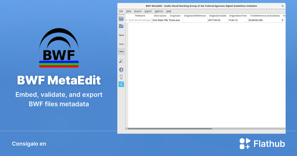 Instalar BWF MetaEdit en Linux | Flathub