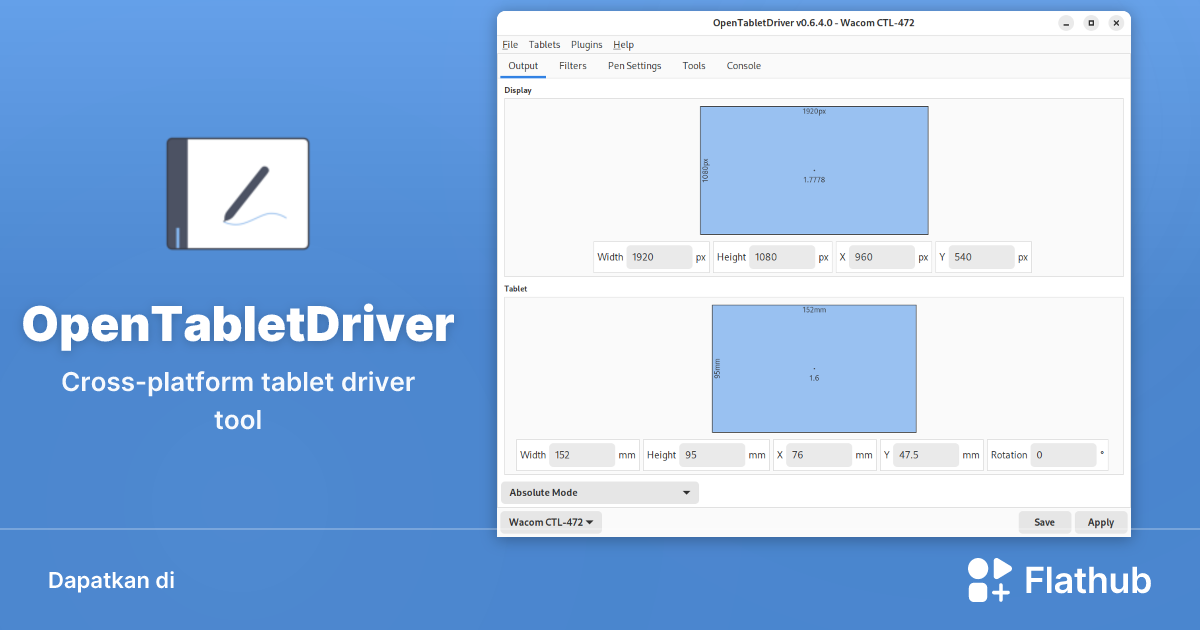 Menginstal OpenTabletDriver di Linux | Flathub