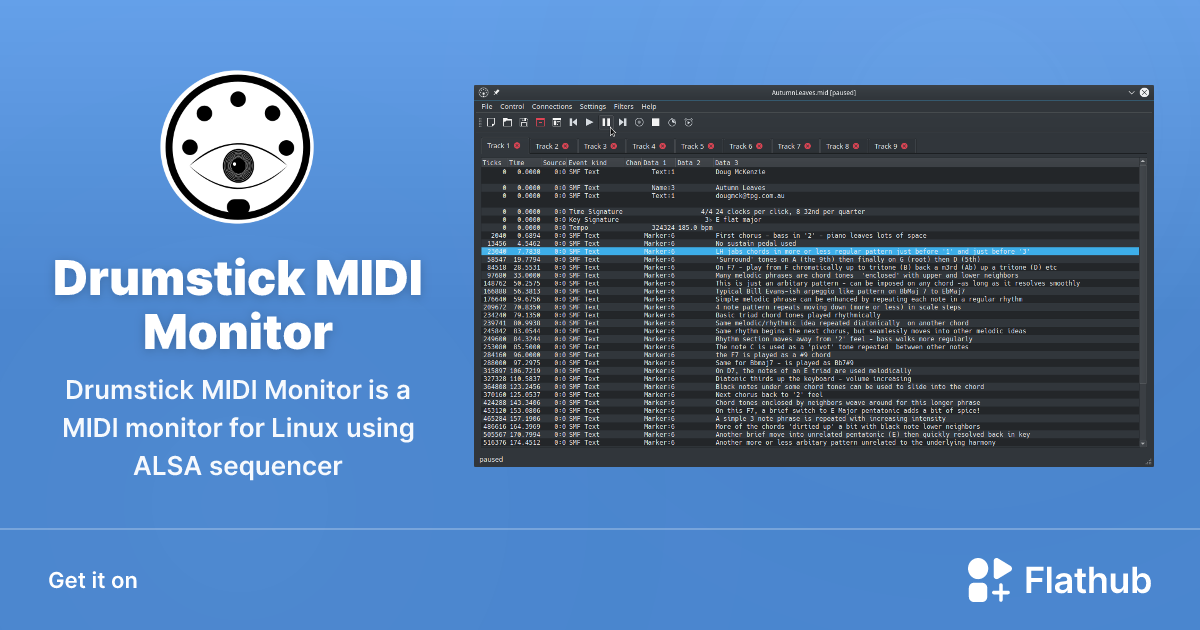 Install Drumstick MIDI Monitor on Linux | Flathub
