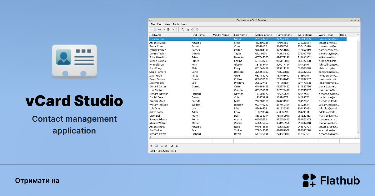 Встановити vCardStudio на Linux | Flathub