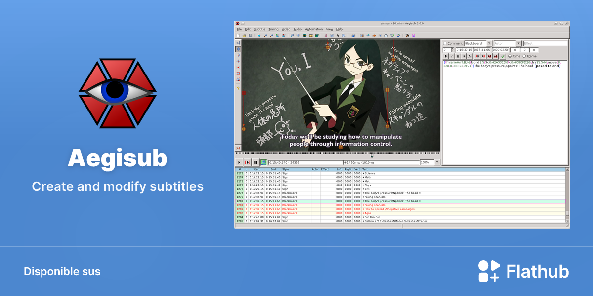 Installar Aegisub sus Linux | Flathub