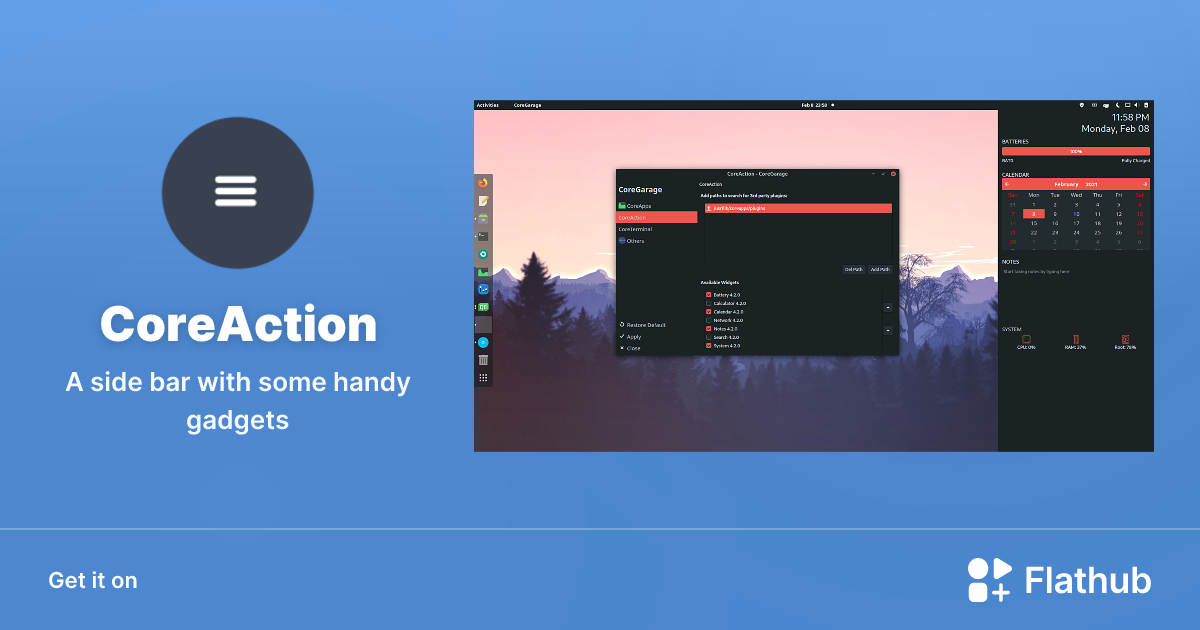 نزّل CoreAction على لينكس | Flathub
