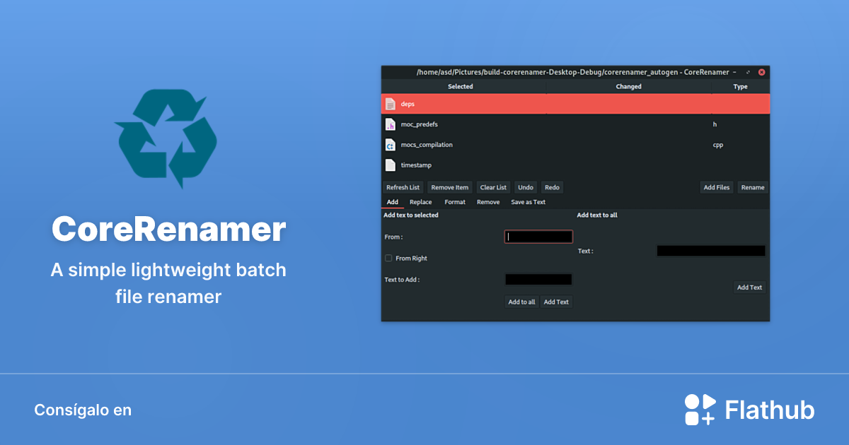 Instalar CoreRenamer en Linux | Flathub