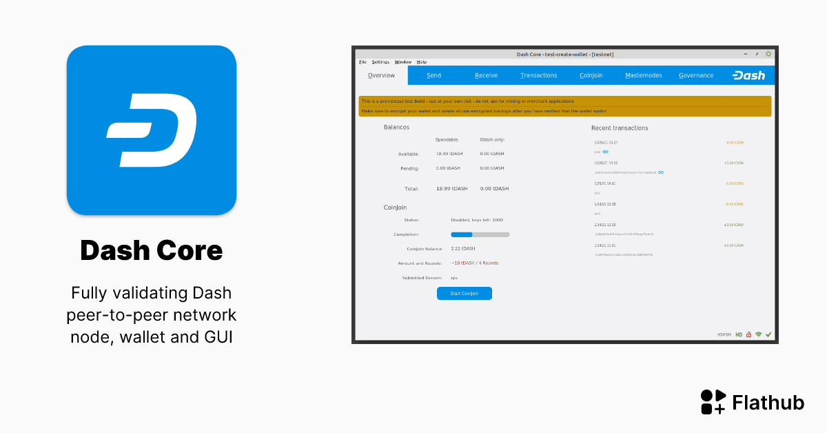 Instalar Dash Core en Linux | Flathub