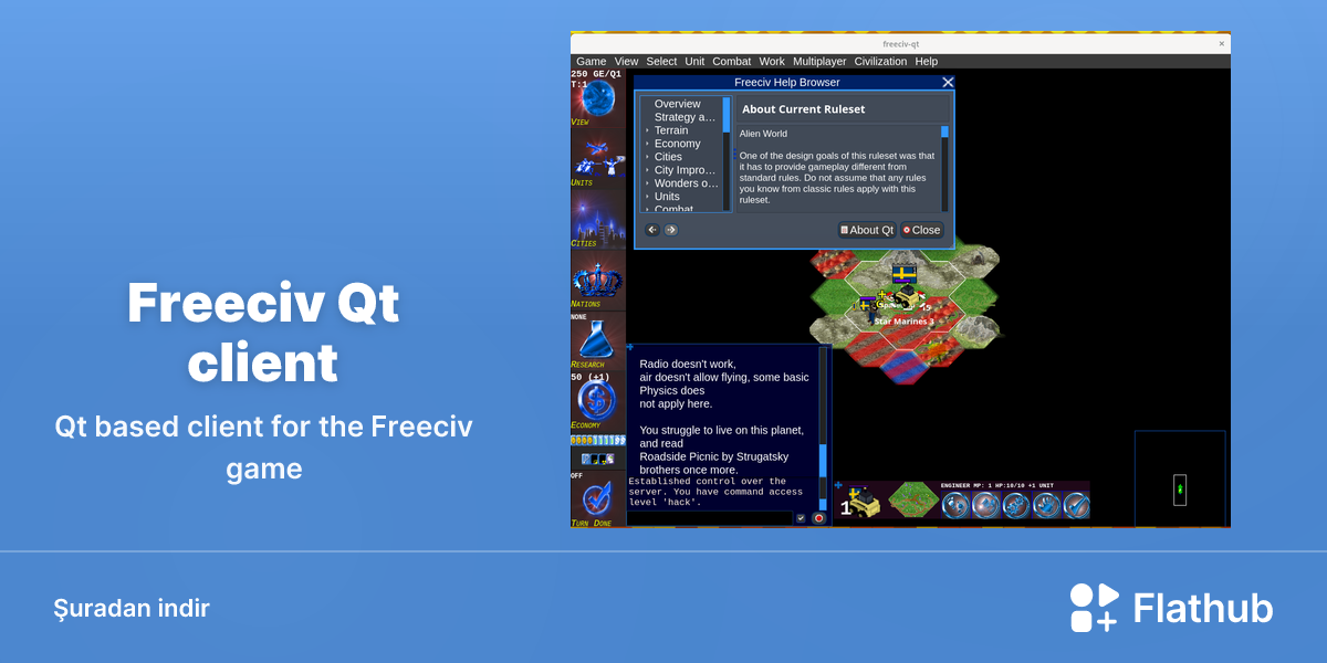 Freeciv Qt client uygulamasını Linux'ta kur | Flathub