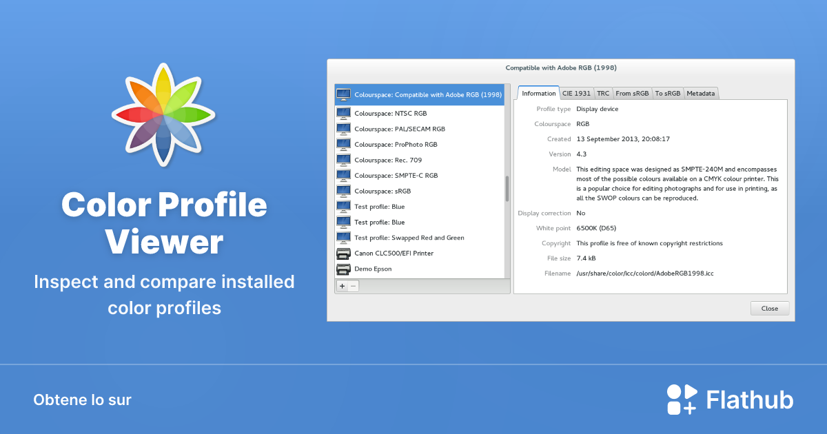 Installar Color Profile Viewer sur Linux | Flathub