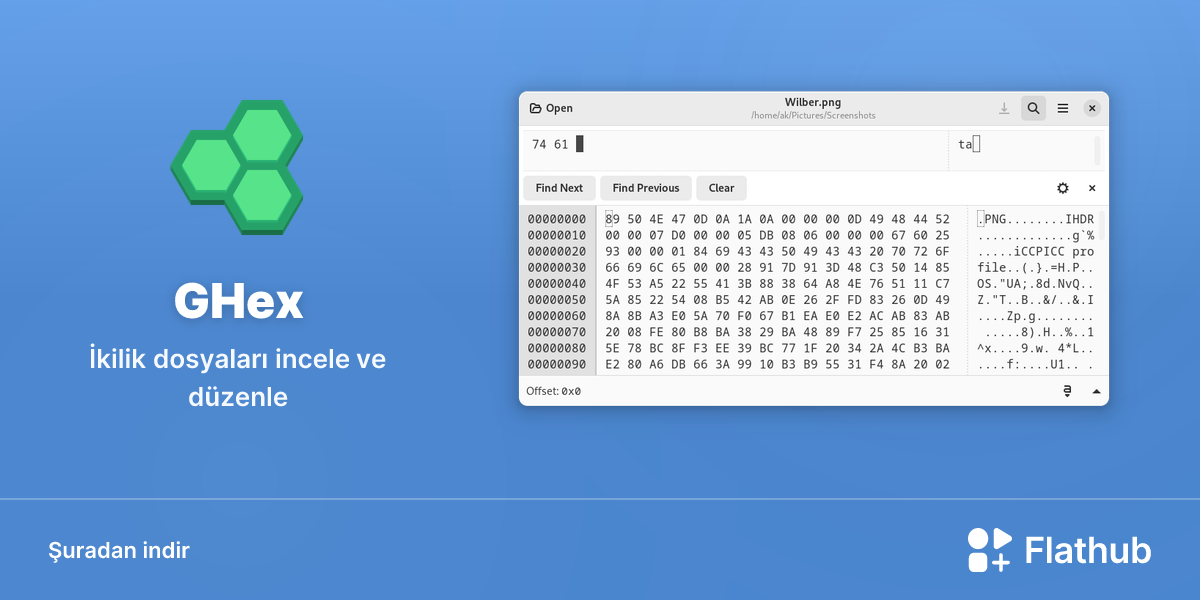 GHex uygulamasını Linux'ta kur | Flathub