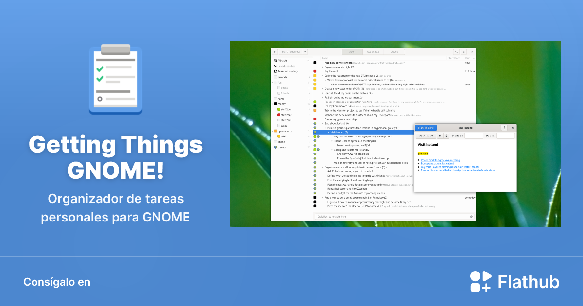 Instalar Getting Things GNOME! en Linux | Flathub