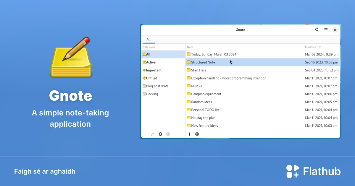 Suiteáil Gnote ar Linux | Flathub