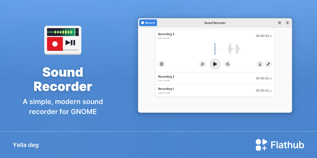 Asebded n Sound Recorder ɣef Linux | Flathub
