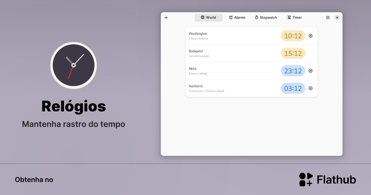 Instalar Relógios no Linux | Flathub