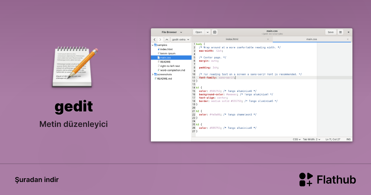 gedit uygulamasını Linux'ta kur | Flathub