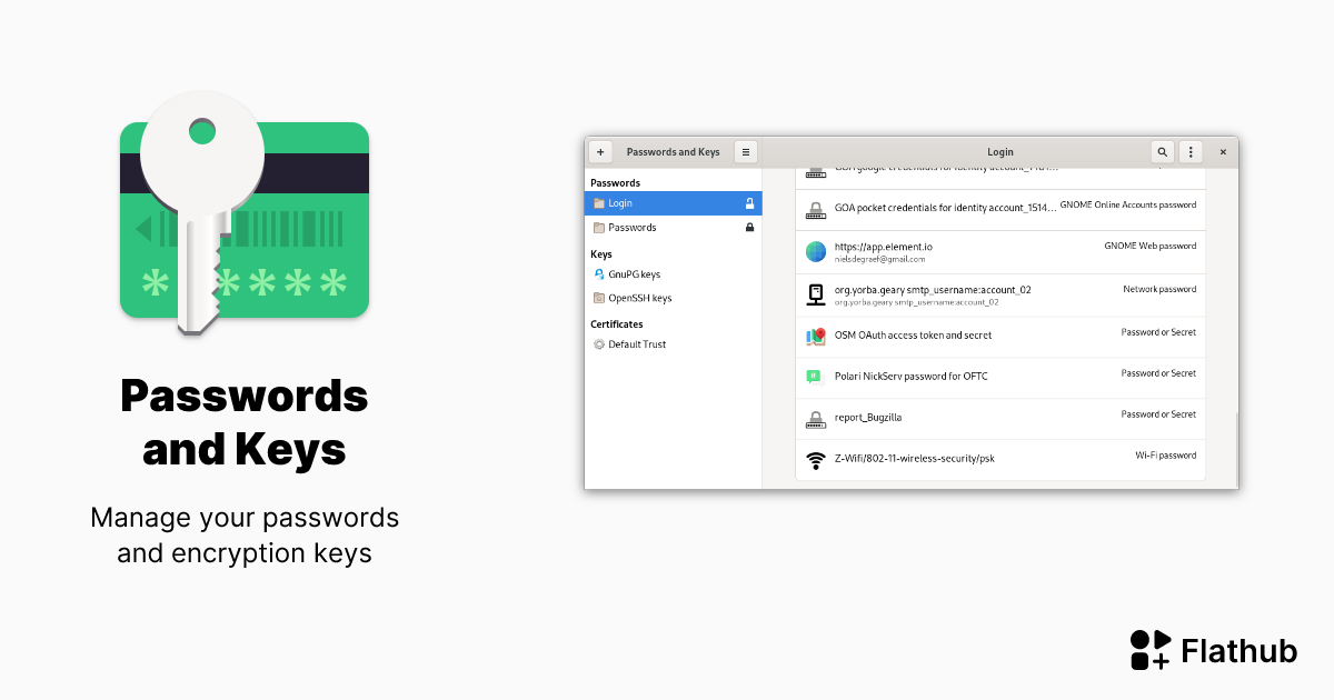 Install Passwords and Keys on Linux | Flathub