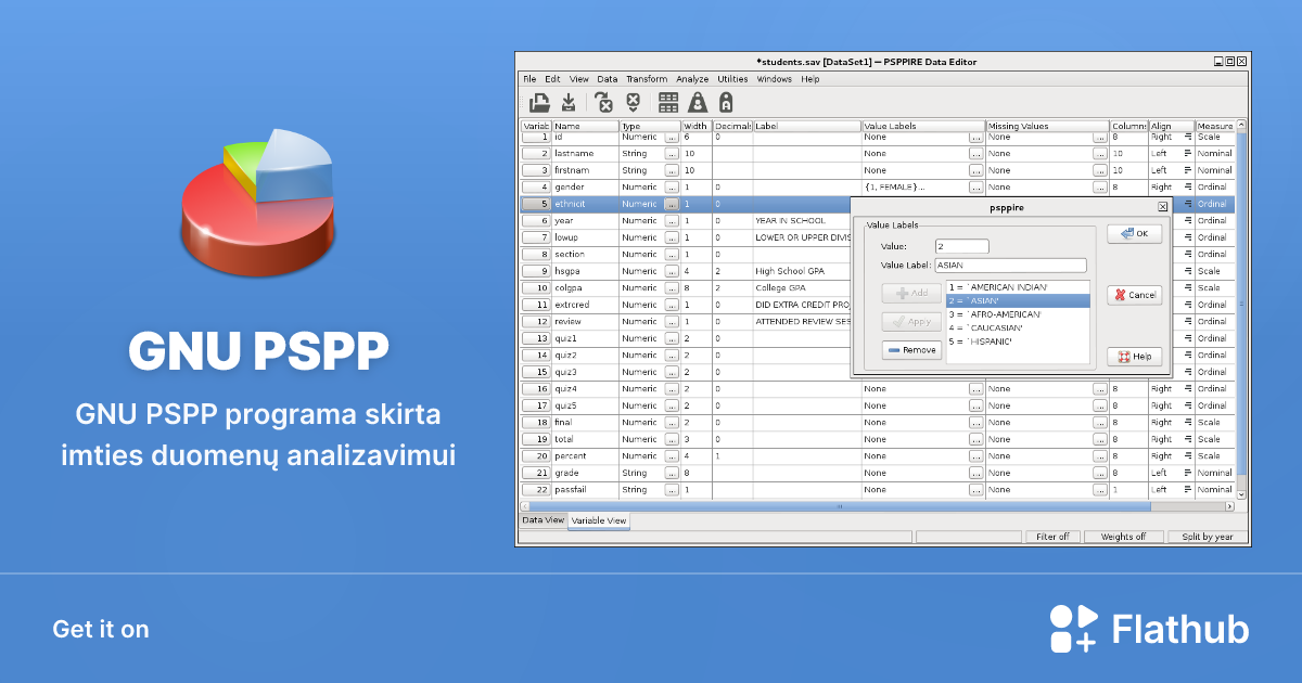 Install GNU PSPP on Linux | Flathub