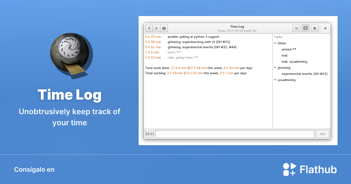 Instalar Time Log en Linux | Flathub