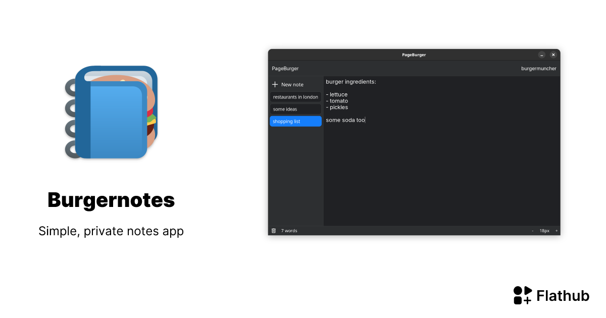 Instalar Burgernotes en Linux | Flathub